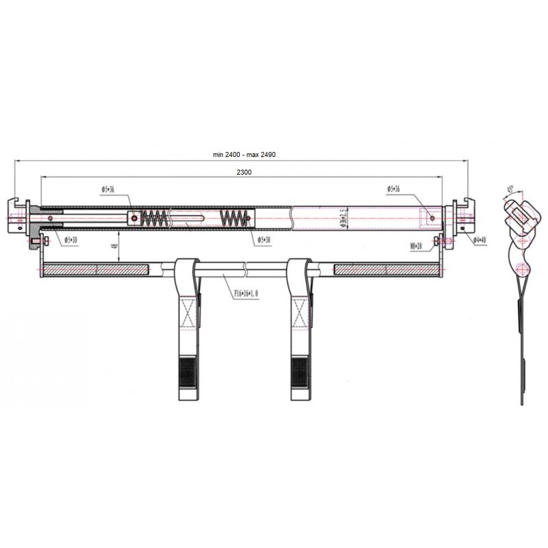Bară suport umeraşe zincată, pentru şină de fixare nr. 1001803, cu ...